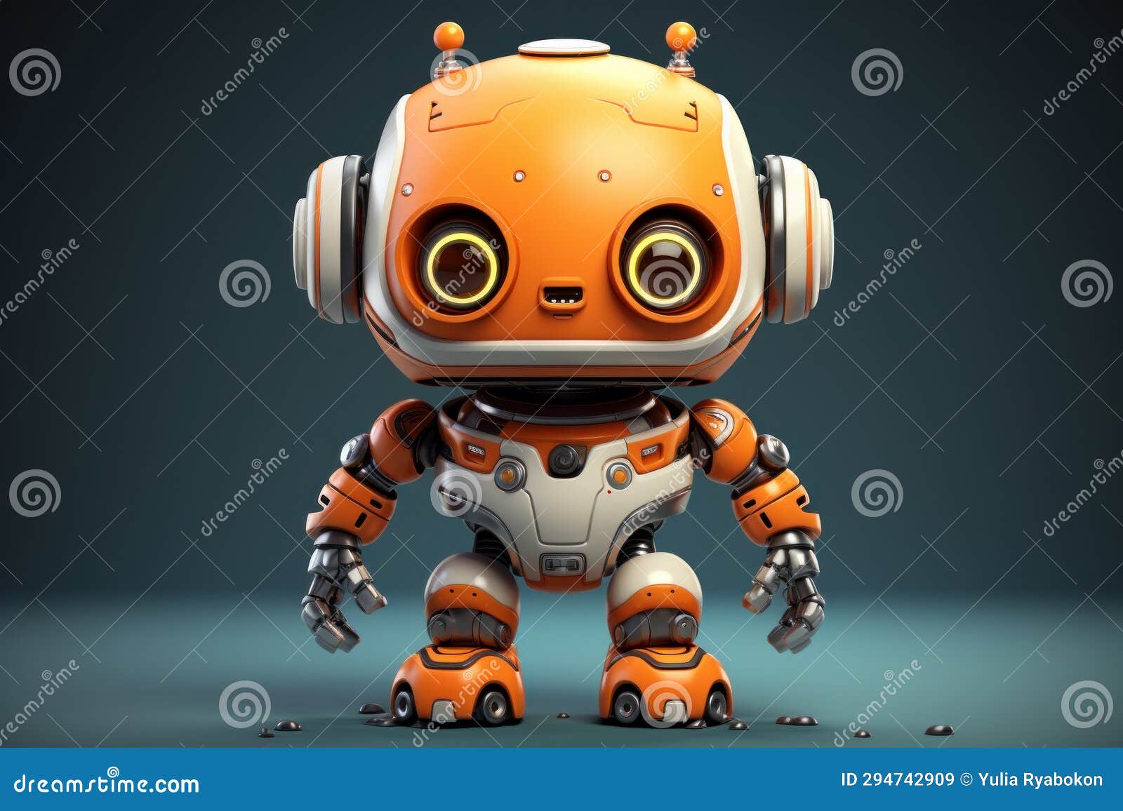 Endearing Cute Robot. Generate Ai Stock Illustration - Illustration of ...