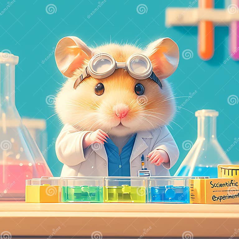 Endearing Hamster Scientist, Ready for Exploration and Discovery. Stock ...