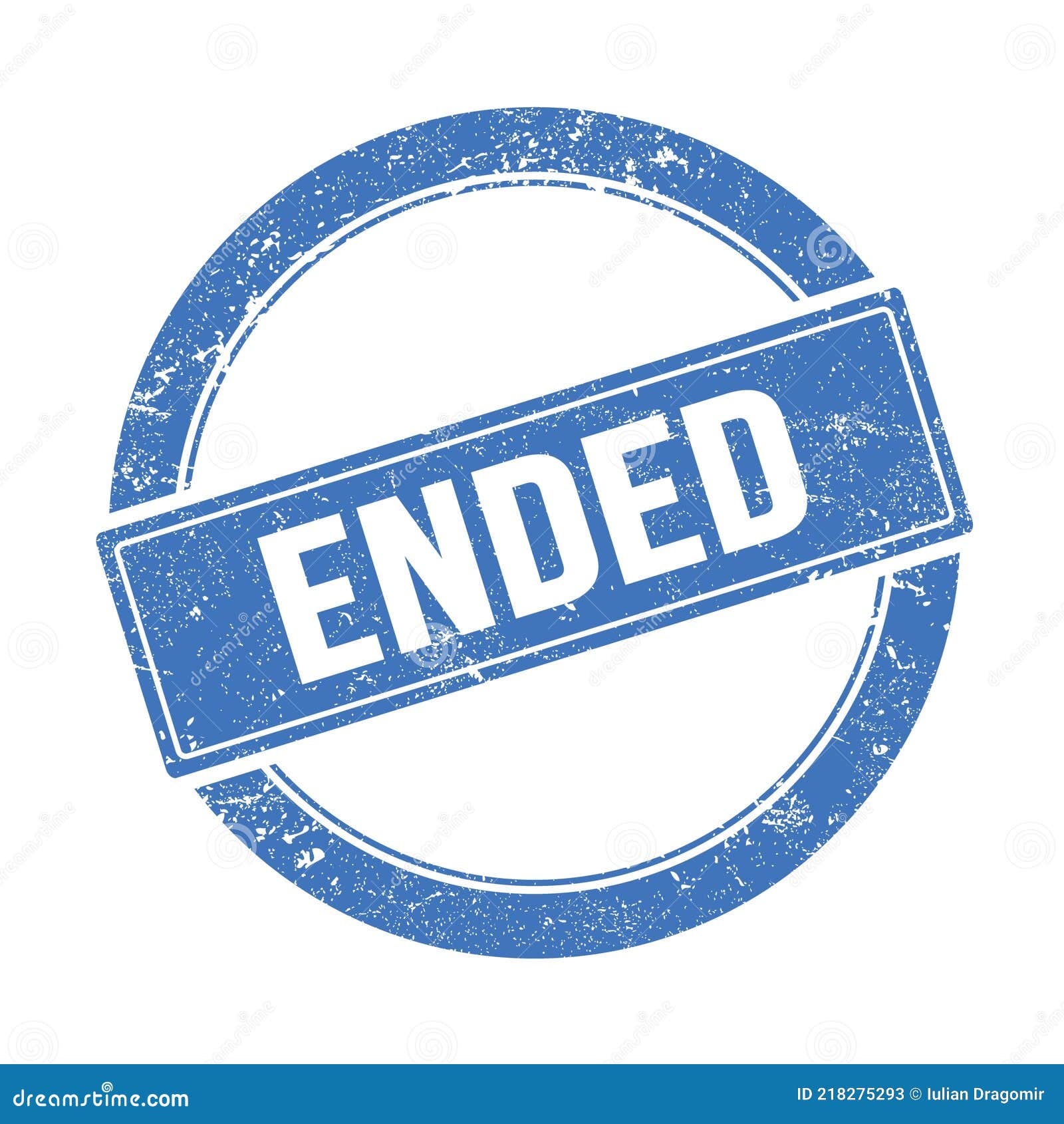 ENDED Text on Blue Grungy Round Stamp Stock Illustration - Illustration ...