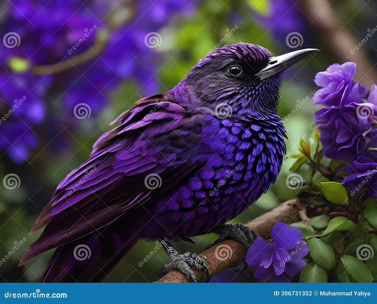 Endemic Bird with a Combination of Purple and Black Stock Illustration ...