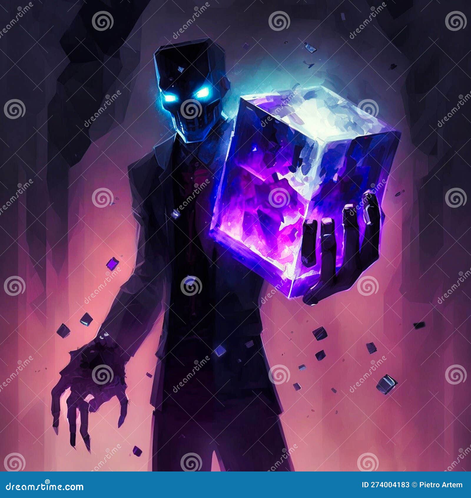 Enderman Holds a Cube with an Edge Crystal, Generative AI Stock ...
