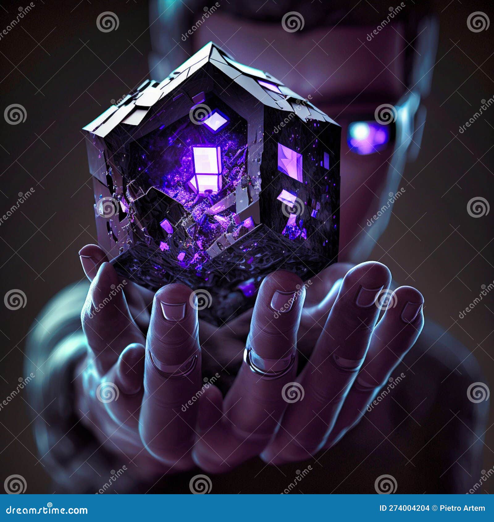 Enderman Holds a Cube with an Edge Crystal, Generative AI Stock ...
