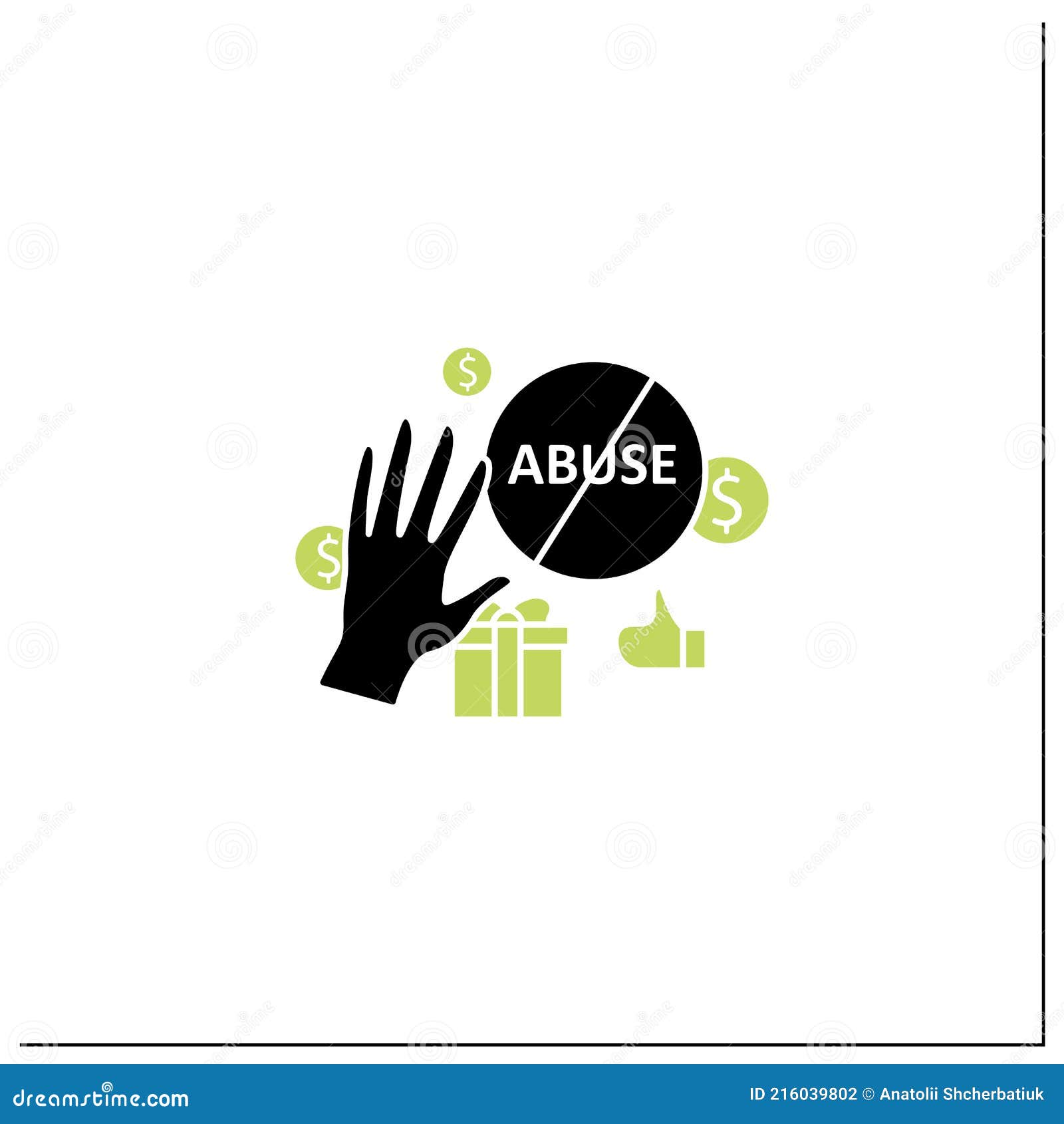 Ending abuse glyph icon stock vector. Illustration of earnings - 216039802