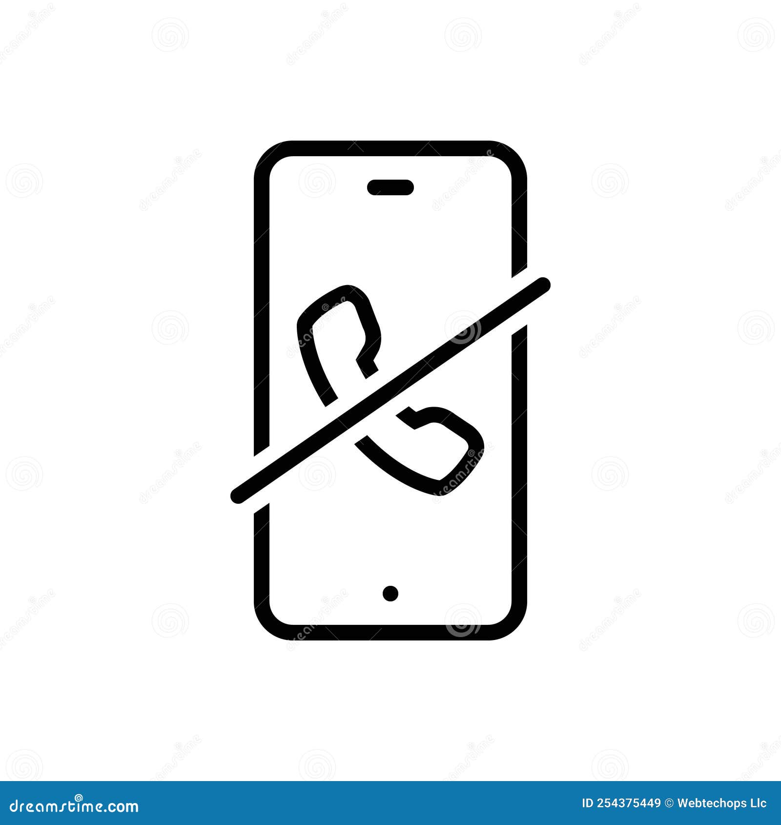 Black Line Icon Ending, Phone and Call Stock Illustration ...
