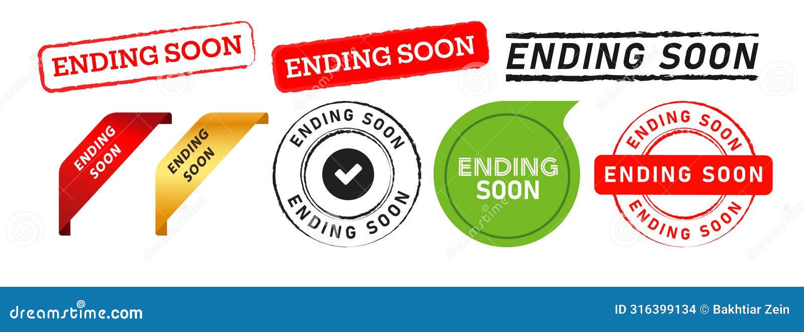 Ending Soon Stamp Speech Bubble and Ribbon Label Sticker for Business ...