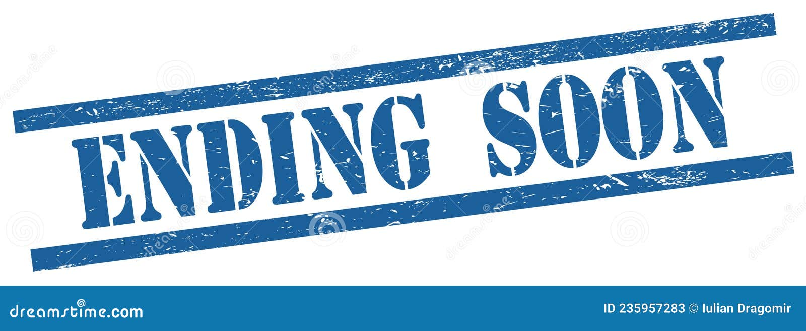 ENDING SOON Text on Blue Grungy Rectangle Stamp Stock Illustration ...