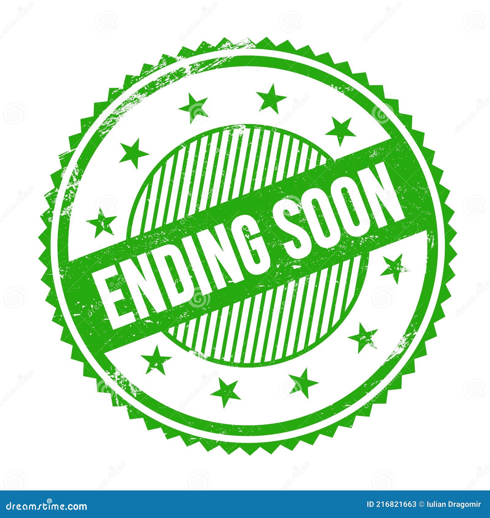 ENDING SOON Text Written on Green Grungy Round Stamp Stock Illustration ...