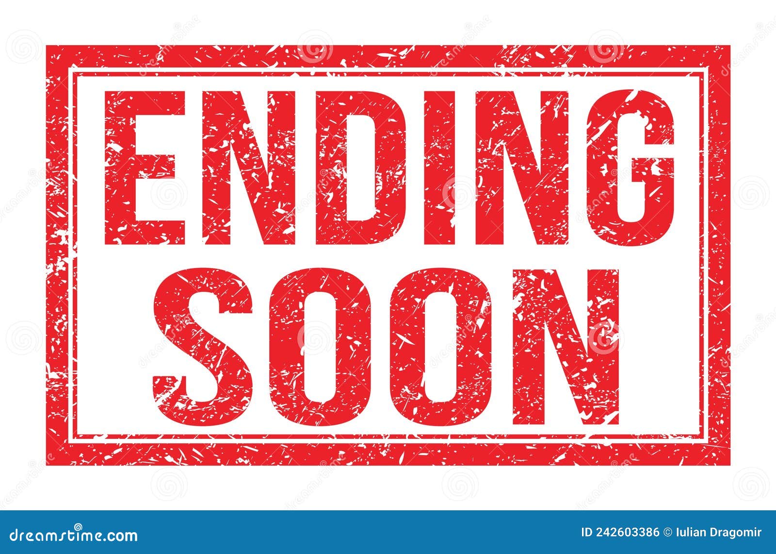 ENDING SOON, Words on Red Rectangle Stamp Sign Stock Illustration ...