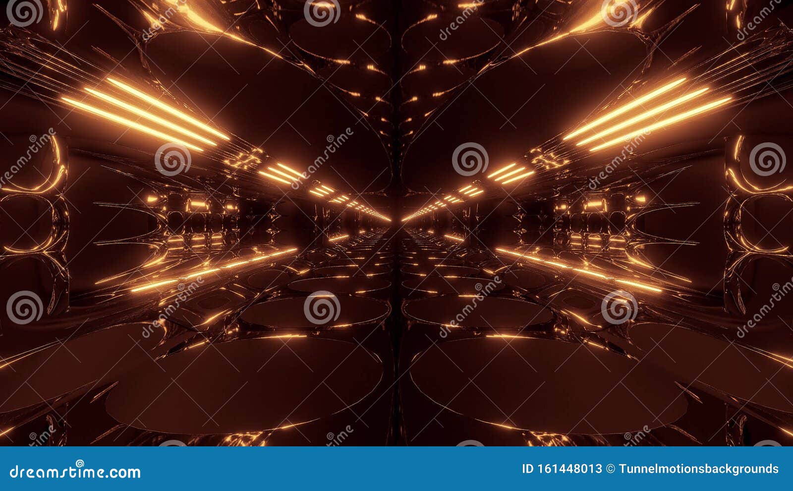 Endless Abstract Alien Scifi Tunnel Corridor with Glowing Lights and ...