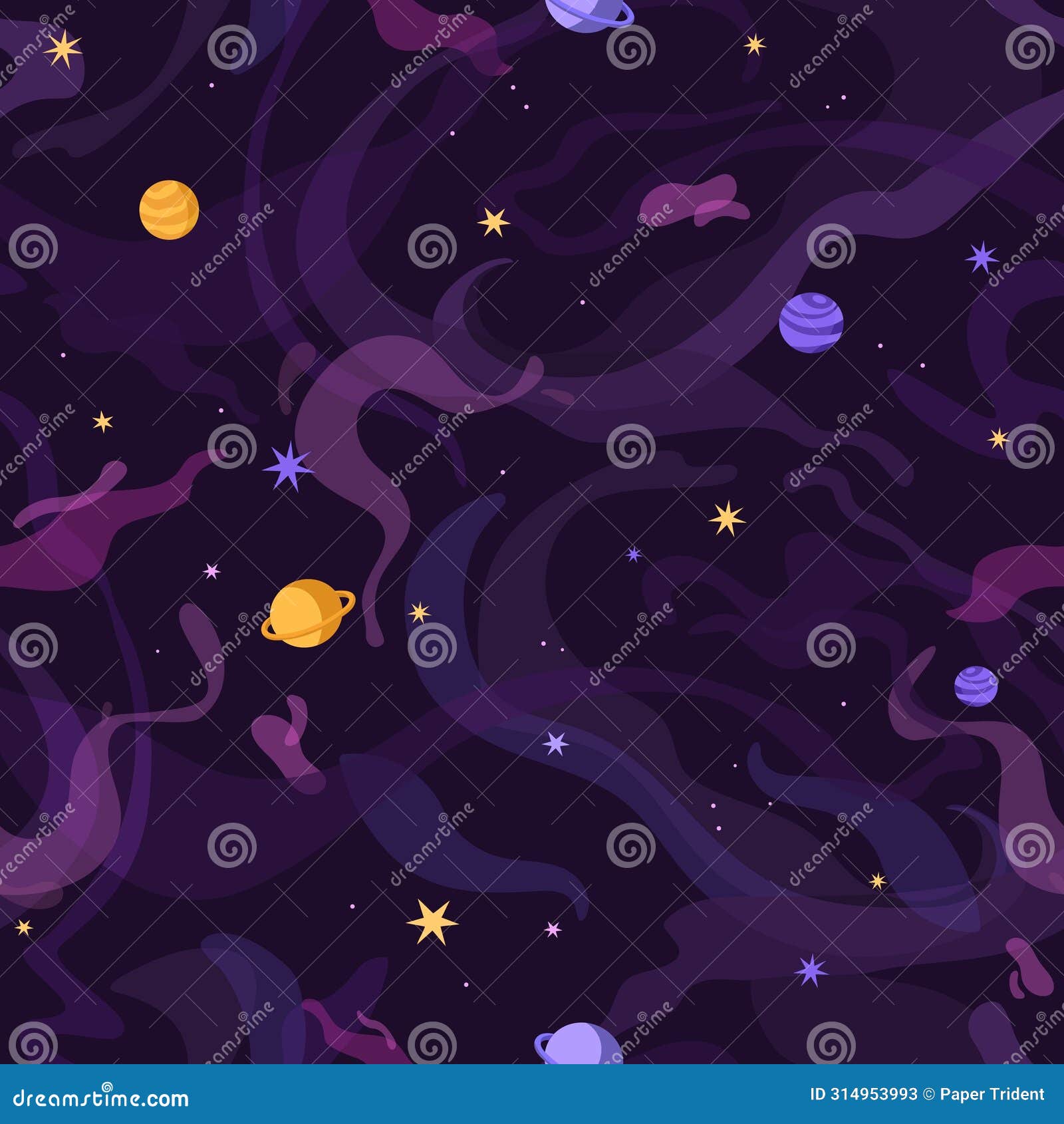 Endless Backdrop with Dark Open Space. Repeatable Pattern of Planets ...