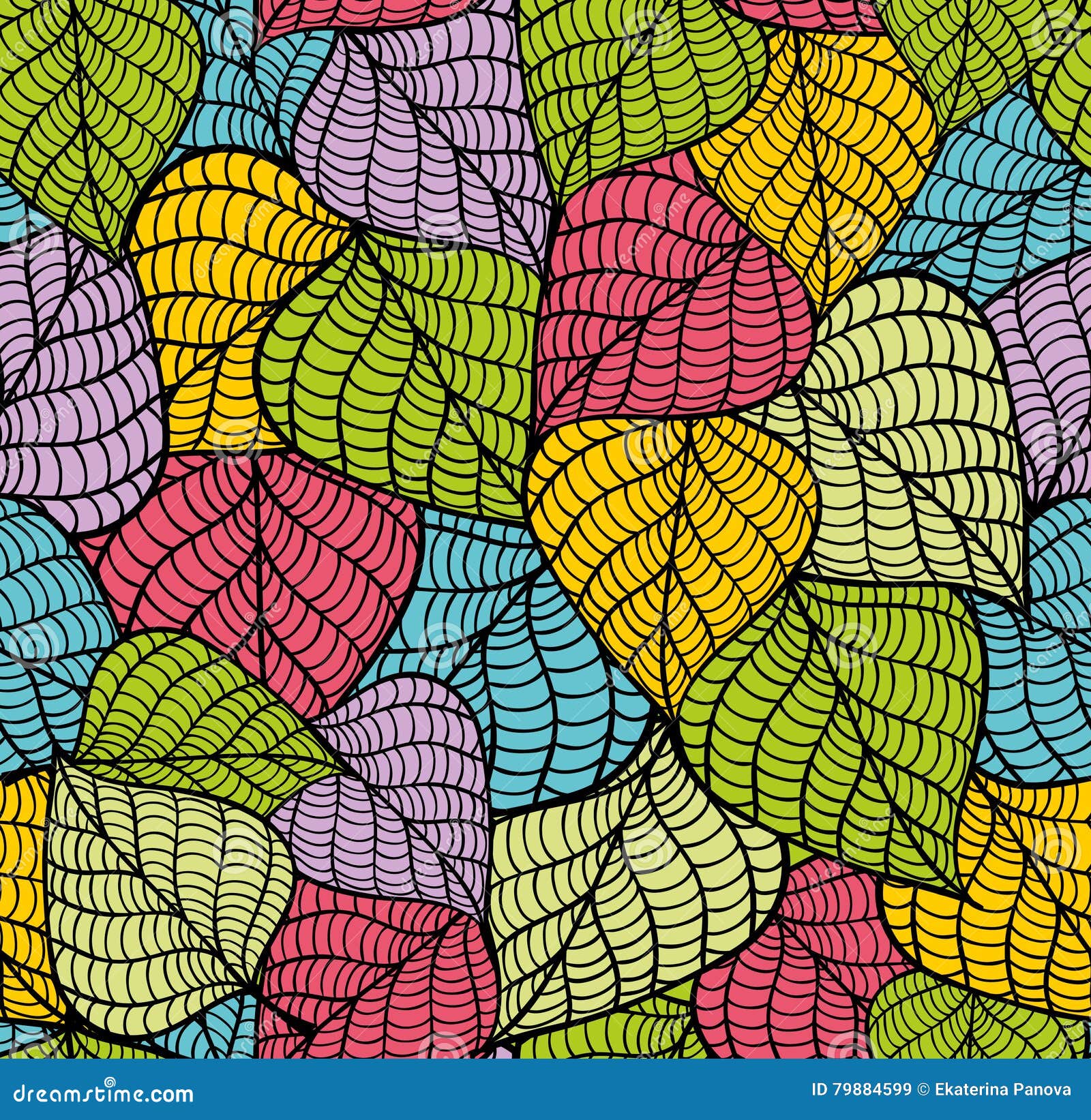 Endless Background with Colorful Leaves. Stock Vector - Illustration of ...