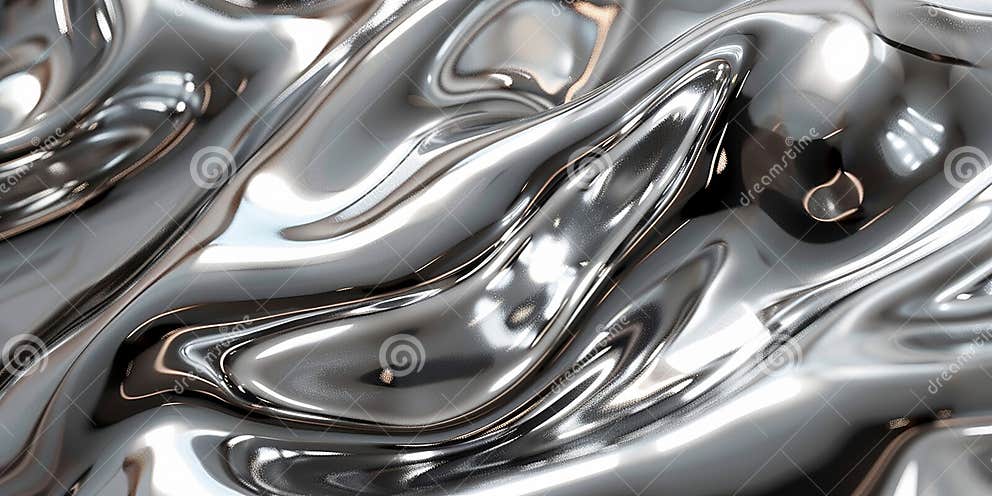 Endless Background with Liquid Silver or Mercury. Metal Surface that ...