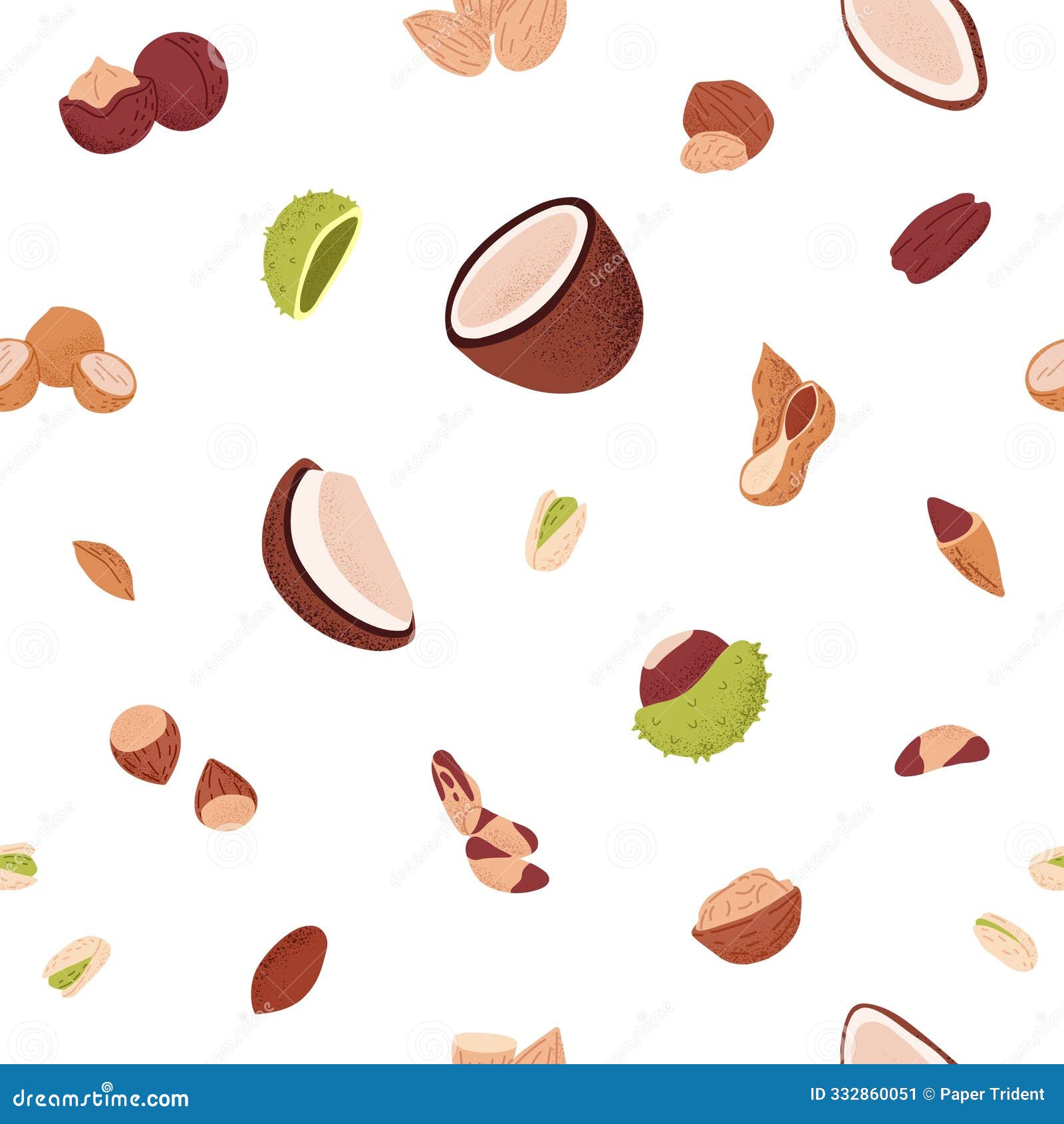 Endless Background with Nuts. Repeatable Pattern of Different Hazelnut ...
