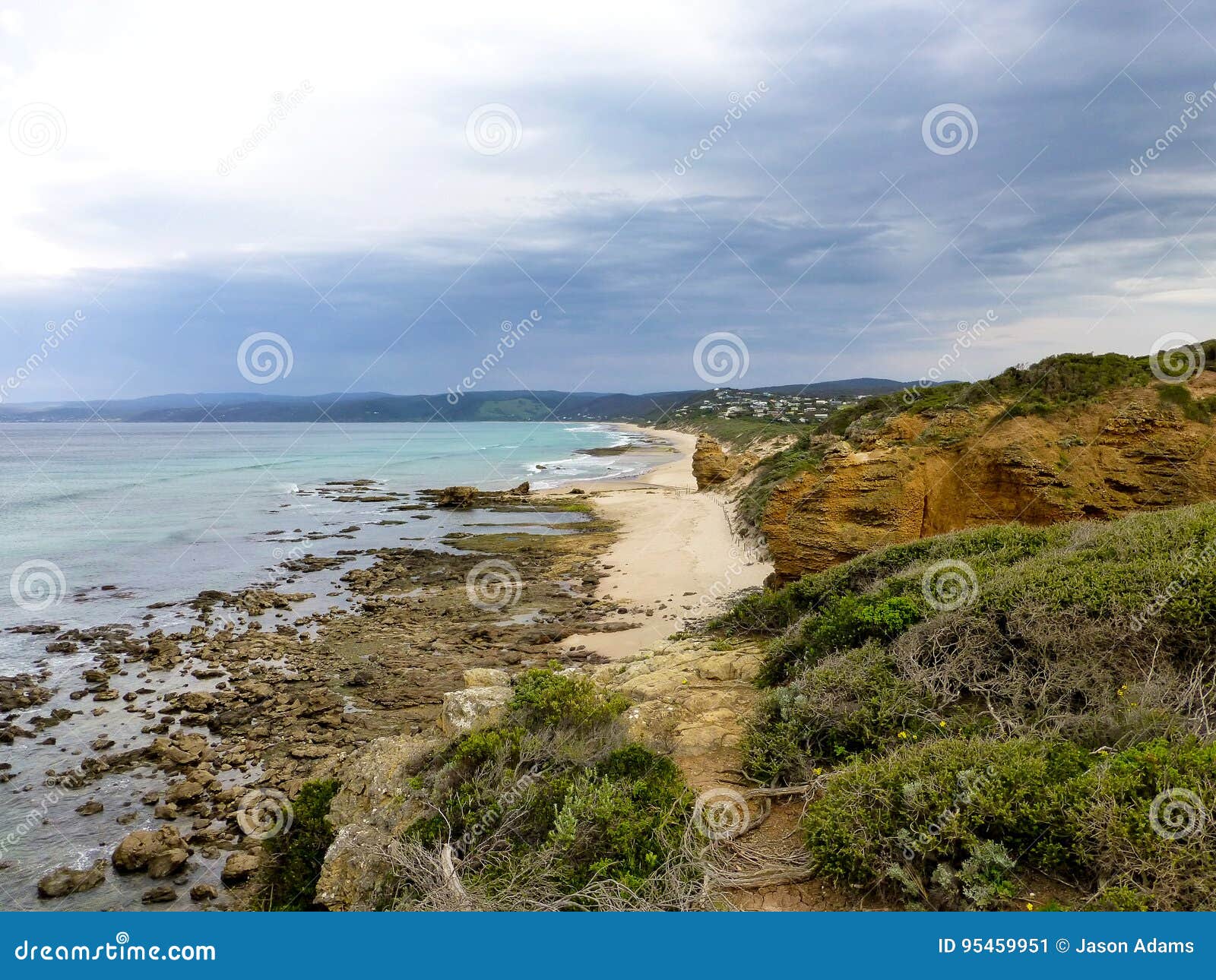 Endless Beach stock image. Image of coast, waves, cliffs - 95459951
