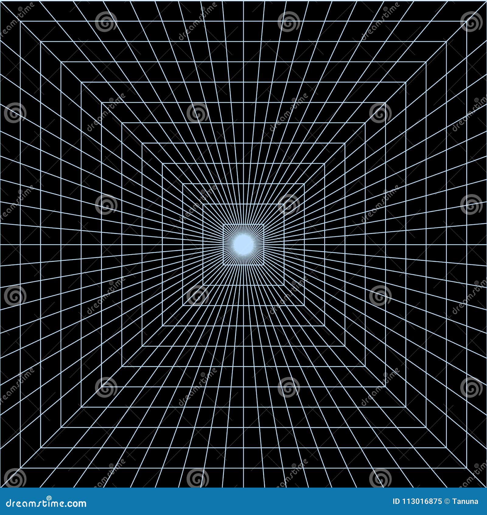 Endless Digital Well. Perspective Grid Stock Vector - Illustration of ...