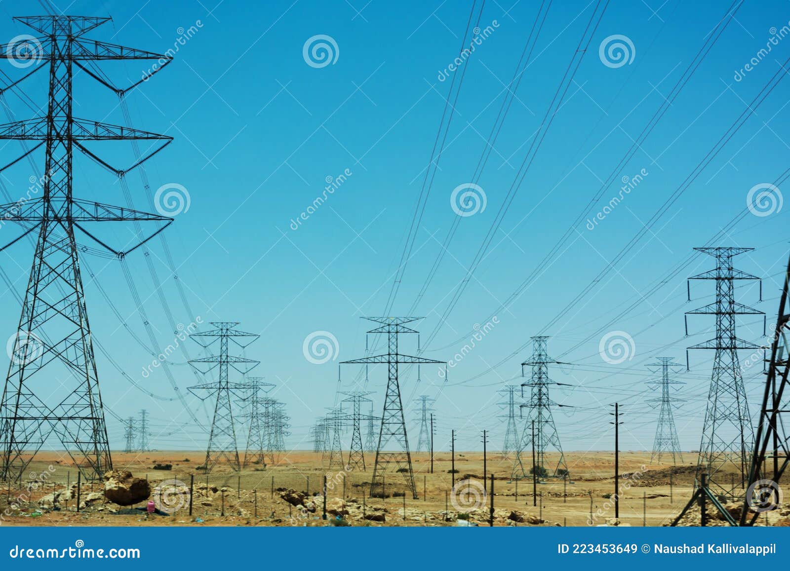 A Line-up Of The Towers Of The World`s Longest Cable Car. Royalty-Free ...