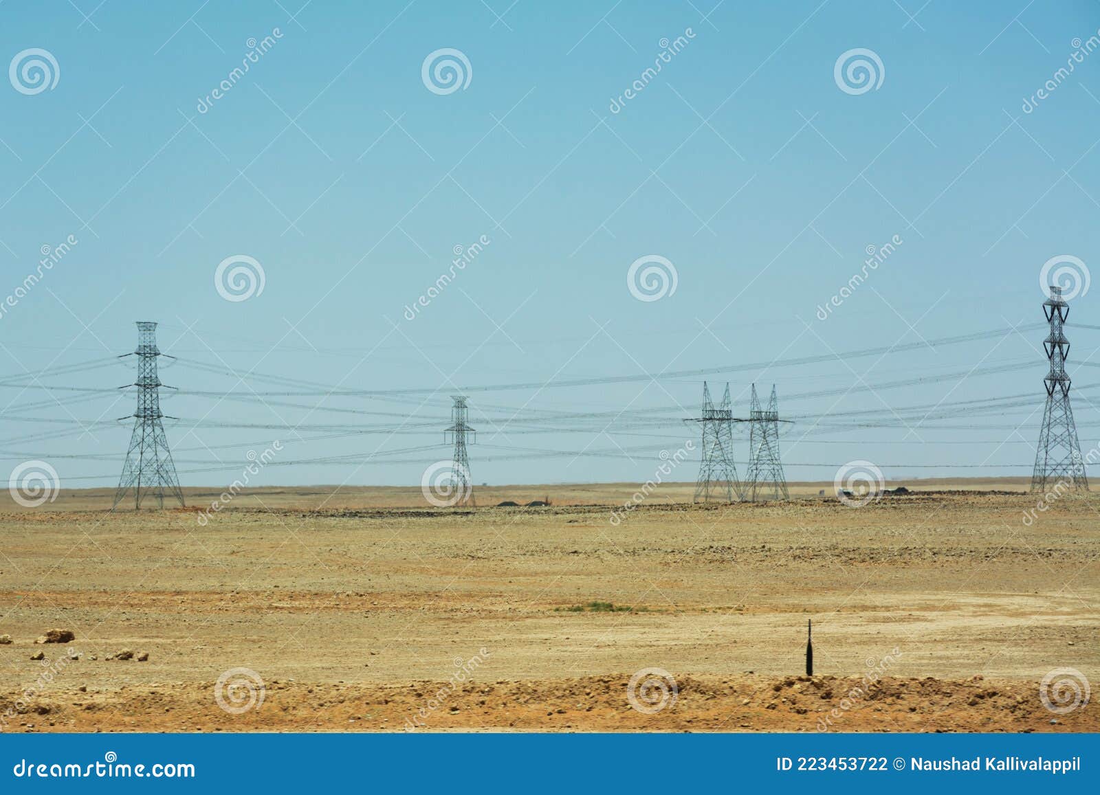 Electric Line and Towers in Desert Stock Photo - Image of transmission ...
