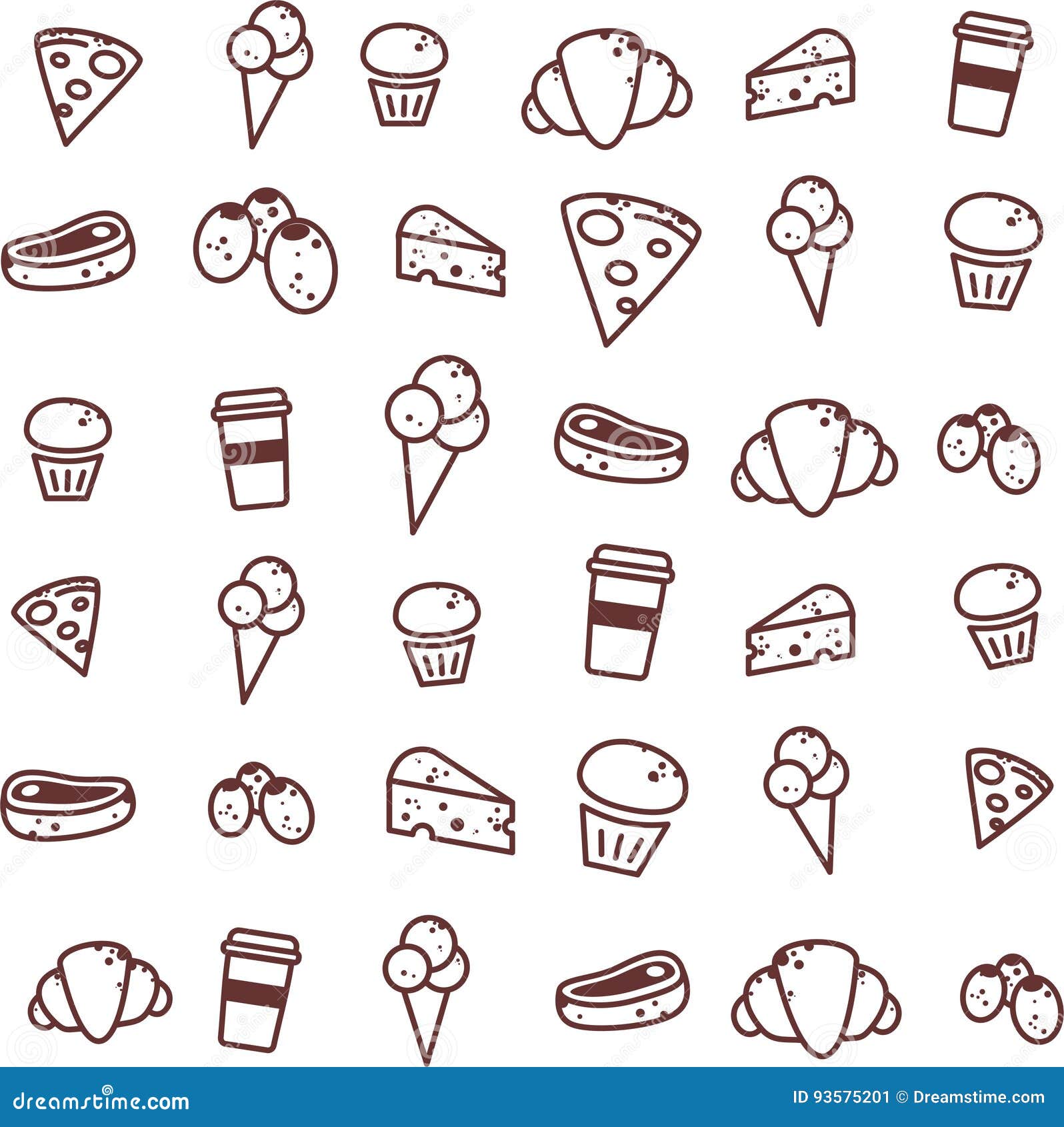 Endless Food Pattern / Icon / Icons / Simple Stock Vector ...