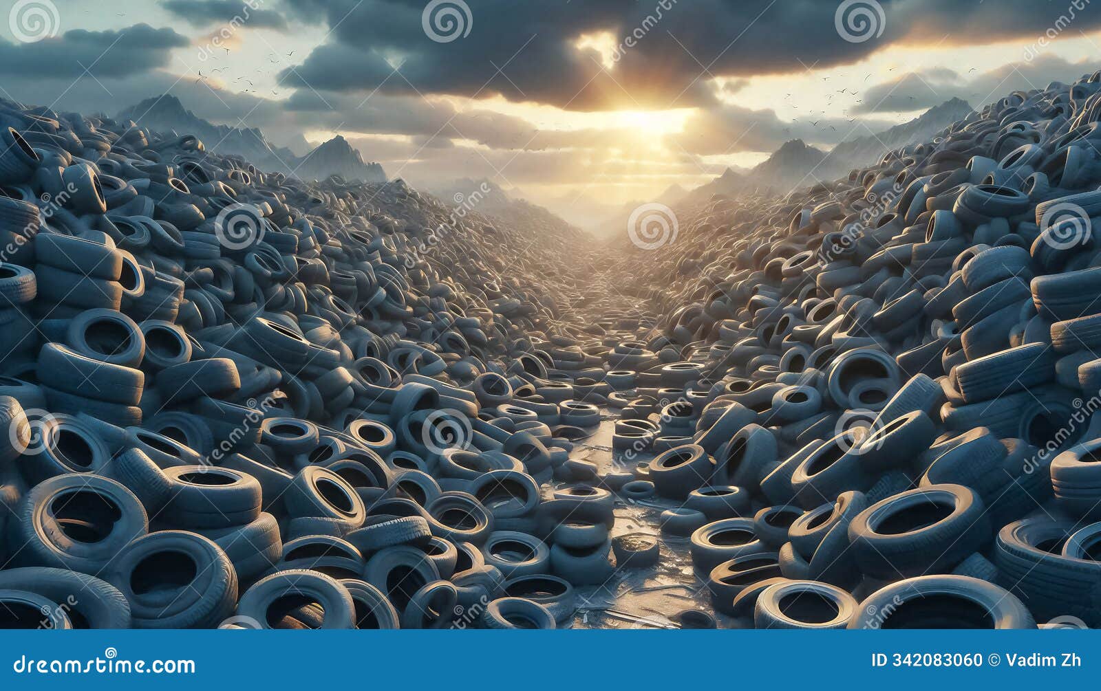 An Endless Garbage Dump Of Worn-out Car Tires, Unprocessed Waste ...