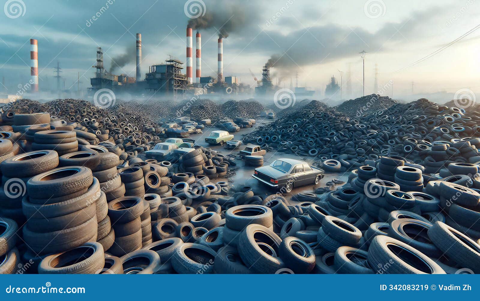 An Endless Garbage Dump of Worn-out Car Tires, Unprocessed Waste ...