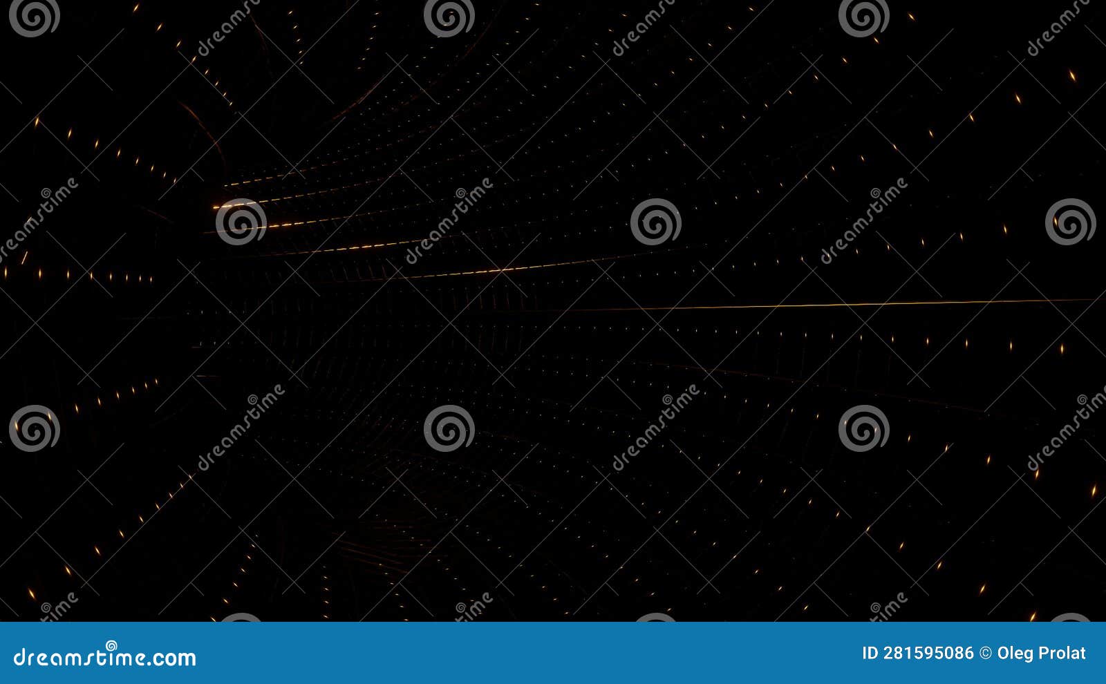 Endless Golden Tunnel Like a Spider Web with Sparkling Lights 3d Render ...