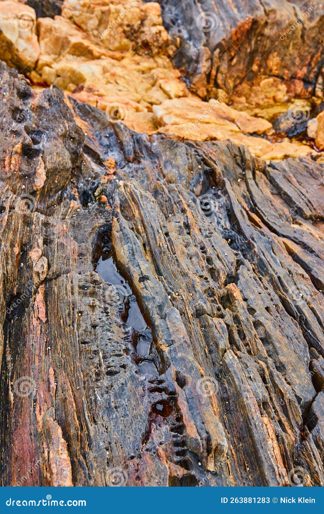 Endless Layers of Rocks on Coast with Holes and Divots and Slots Filled ...