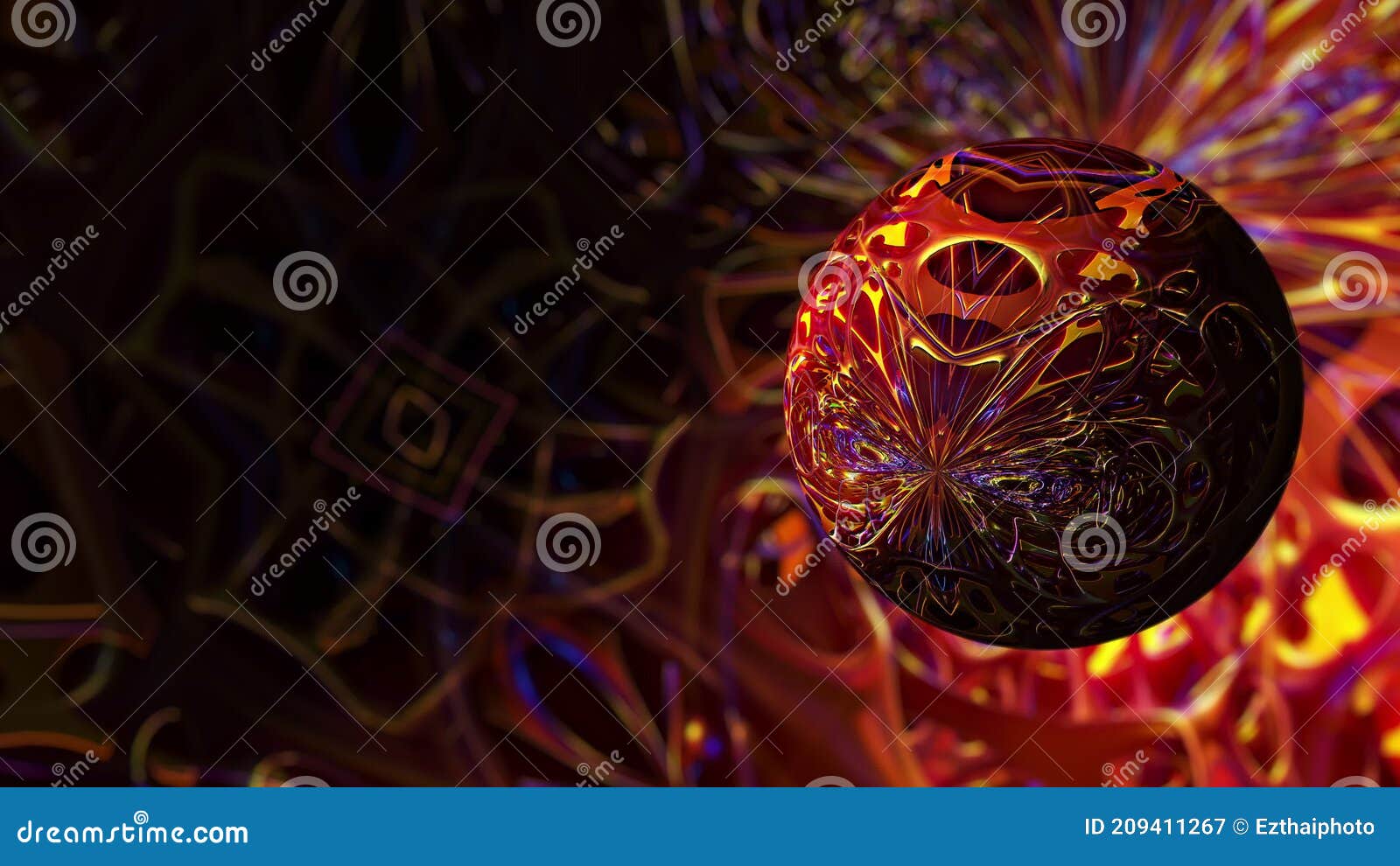 Endless Loop 3D Abstract Sci-Fi Round Ball Sphere in Grunge Alien World ...