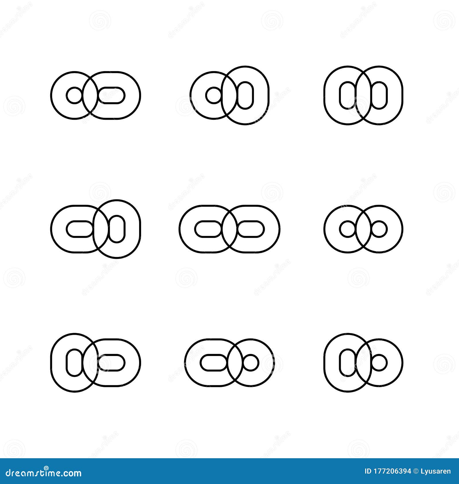 Endless Loop Shape, Nine Isolated Logo Symbols Stock Vector ...