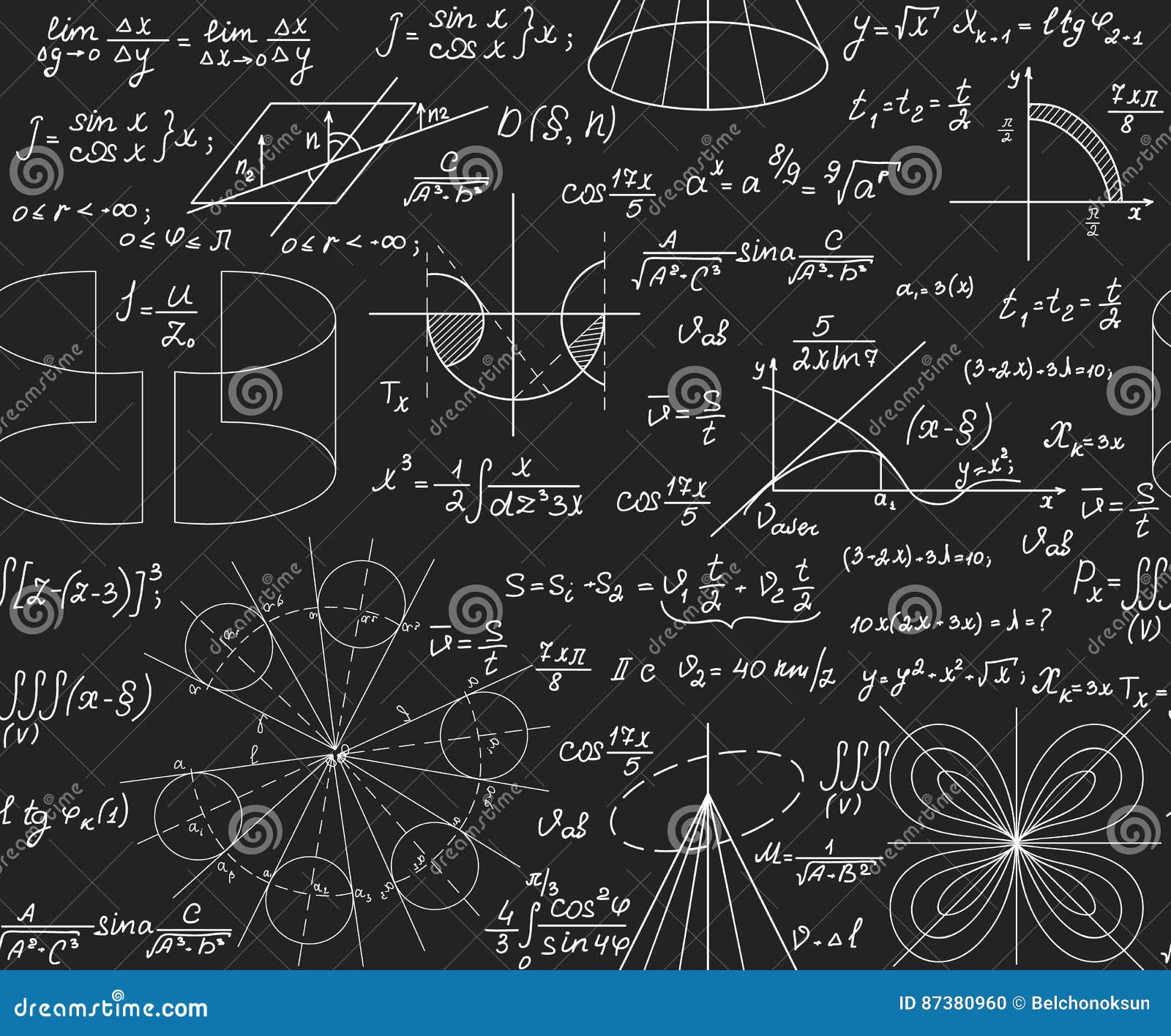 Endless Mathematical Texture With Geometrical Figures Plots And