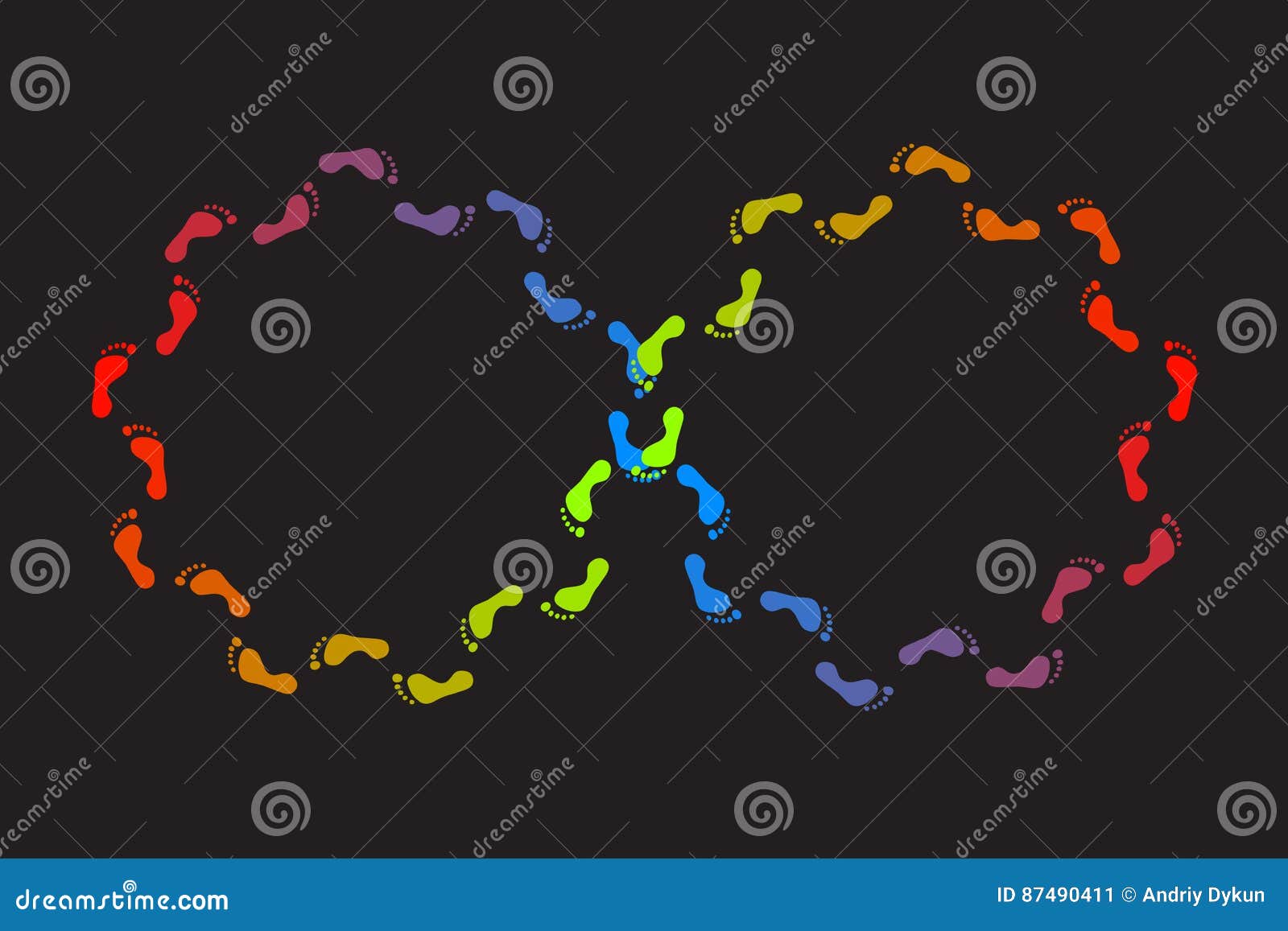 Mobius Loop With Three Elements Made Of Staff Five Blue Lines Vector