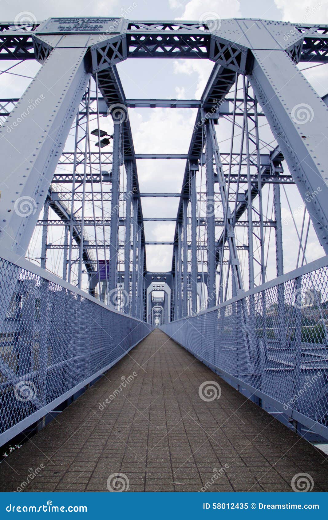 Endless Pathway of Blue Bridge Stock Image - Image of metallic ...