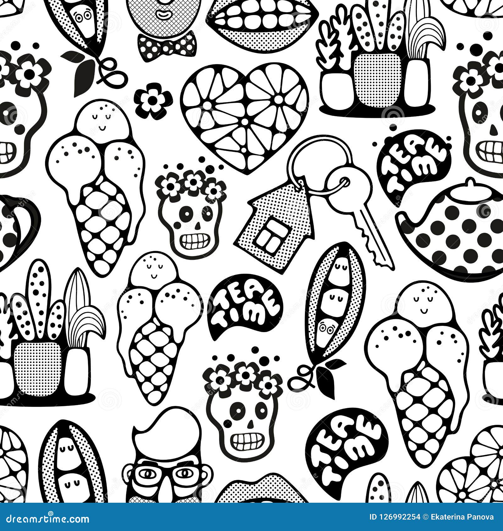 Endless Pattern with Cartoon Characters. Vector Art. Stock Vector ...