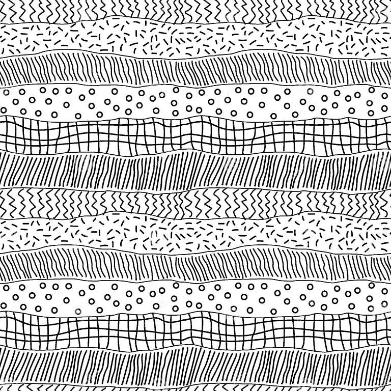 Endless Pattern of Different Hand Drawn Textures Arranged in Uneven ...