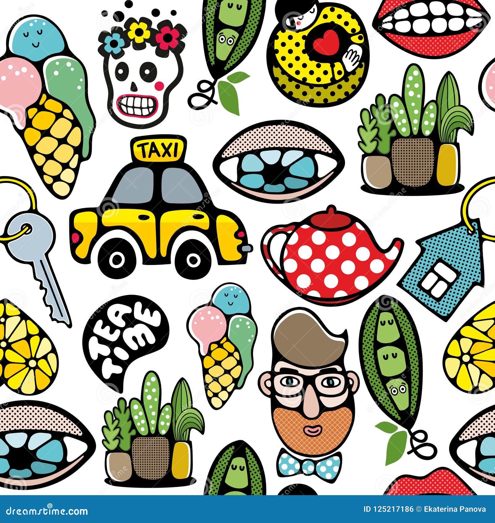 Endless Pattern with Different Things and Objects. Stock Vector ...