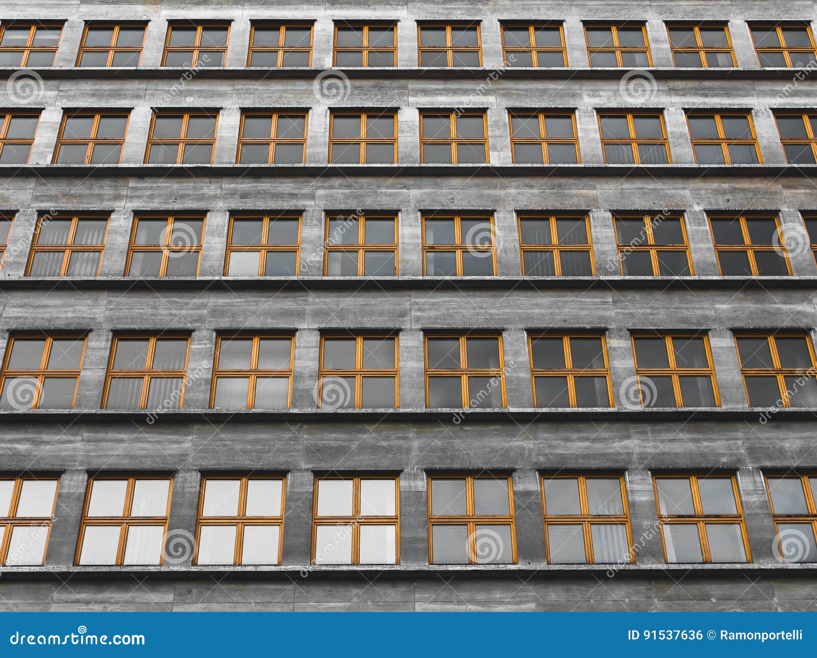 Endless Repeated Identical Windows in a Communist Style Building Stock ...