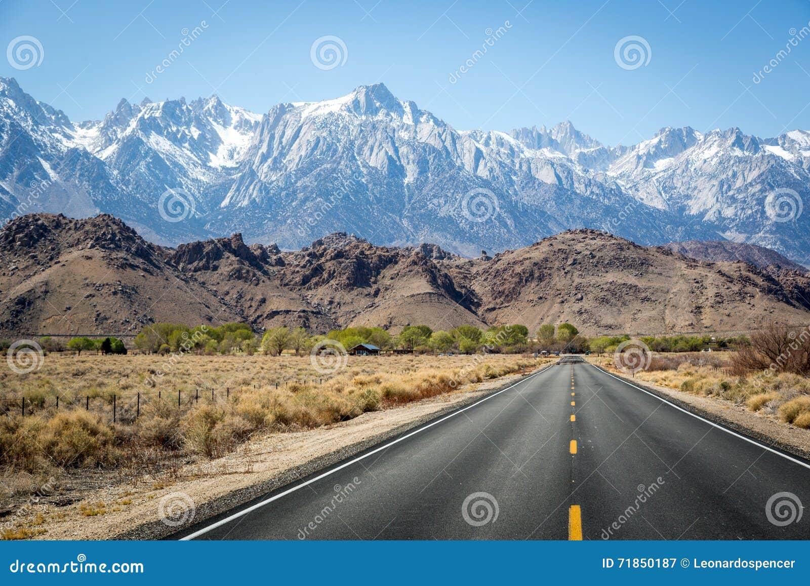 Endless Road with Snowed Mountains in the Background. Stock Image ...