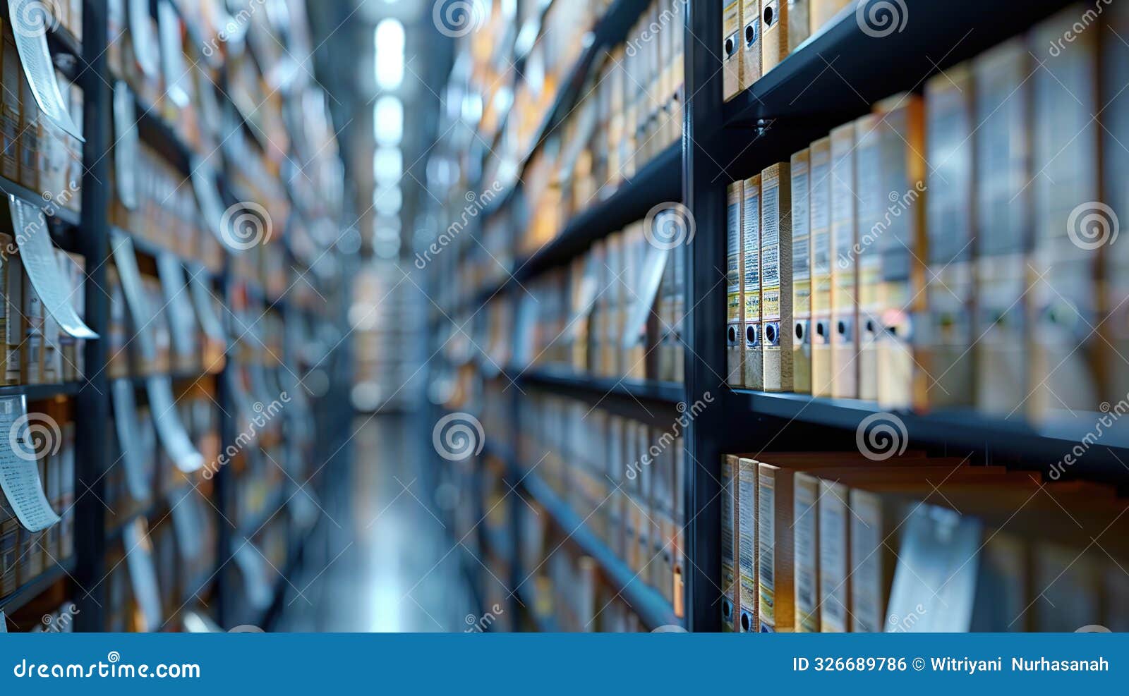 Endless Rows of Files in a Storage Facility Stock Illustration ...