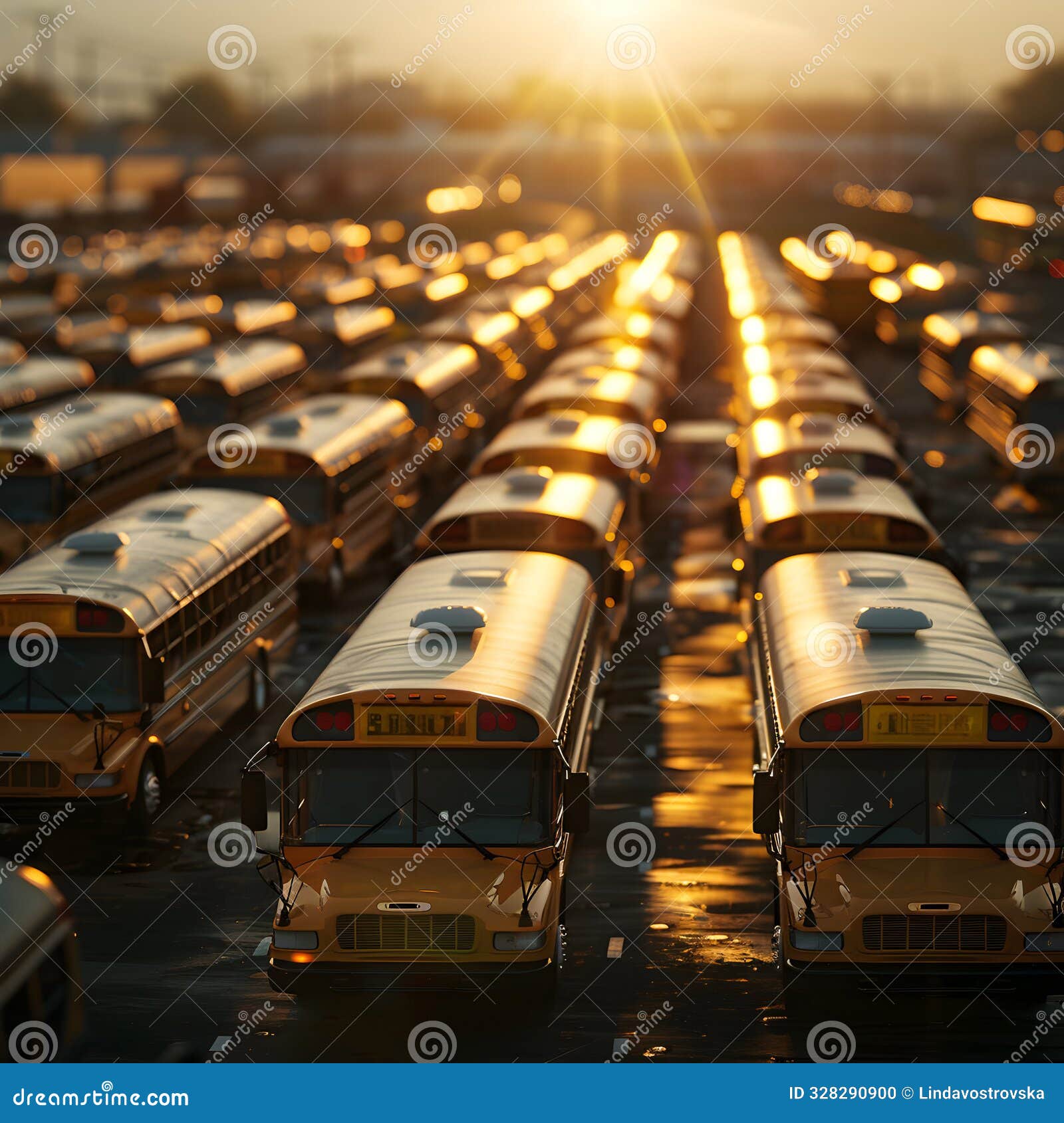 Endless Rows Of School Buses. Royalty-Free Stock Image | CartoonDealer ...