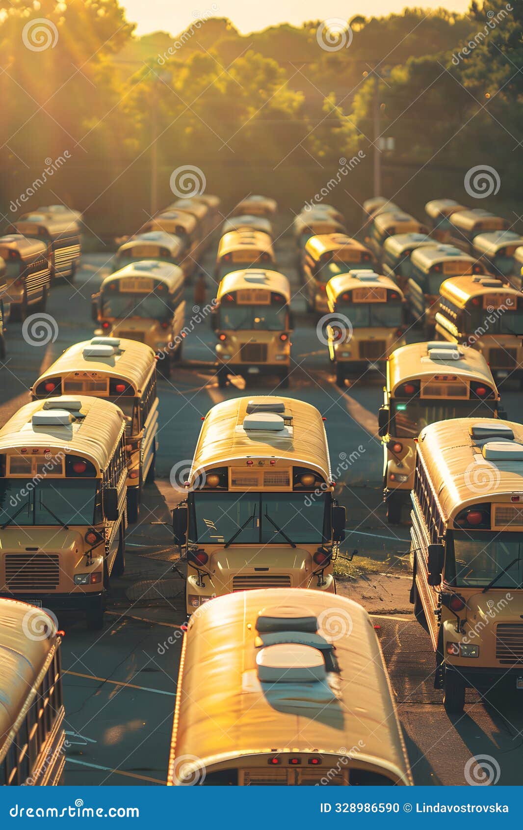 Endless Rows Of School Buses. Royalty-Free Stock Image | CartoonDealer ...