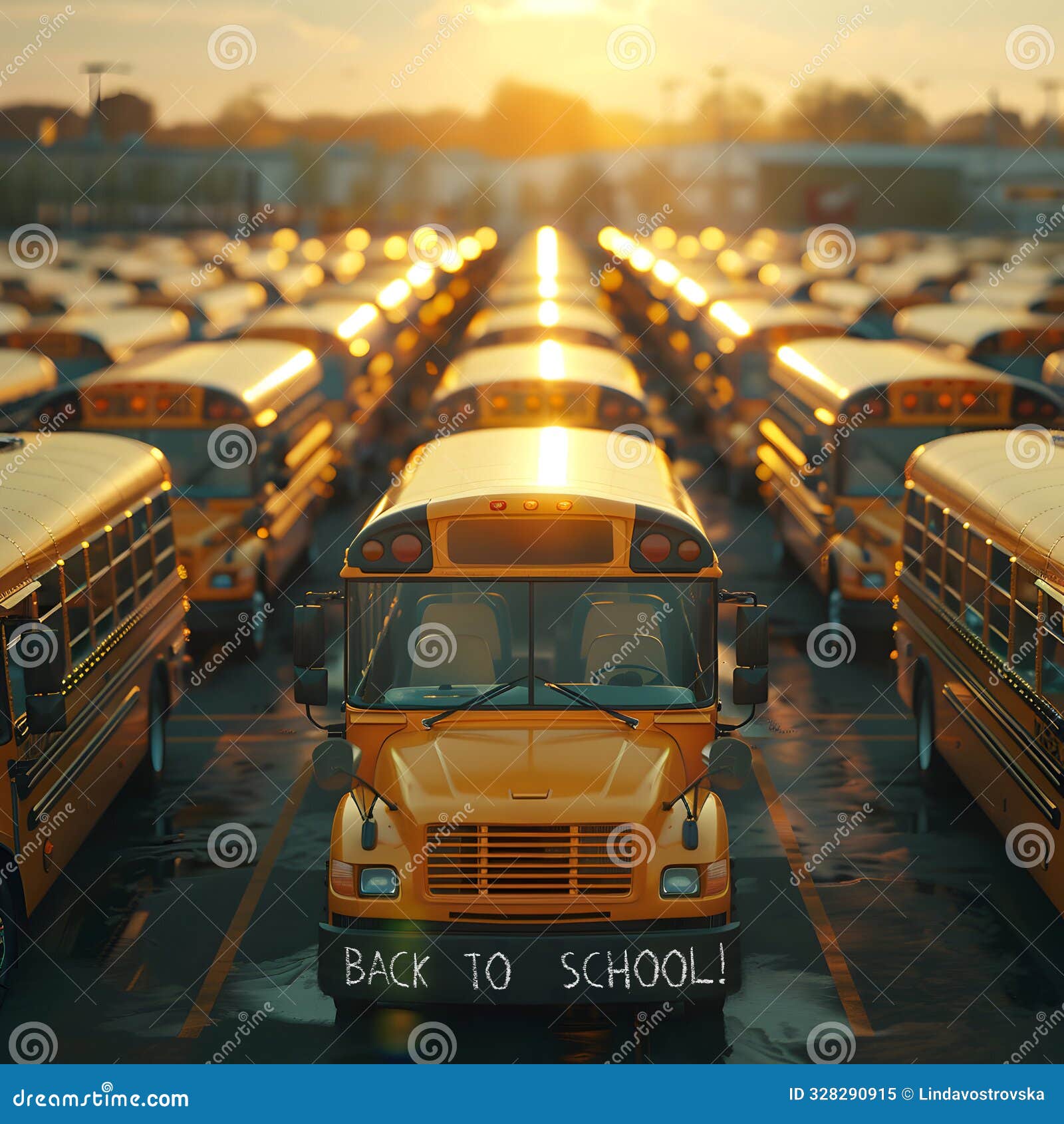 Endless Rows Of School Buses. Stock Photography | CartoonDealer.com ...