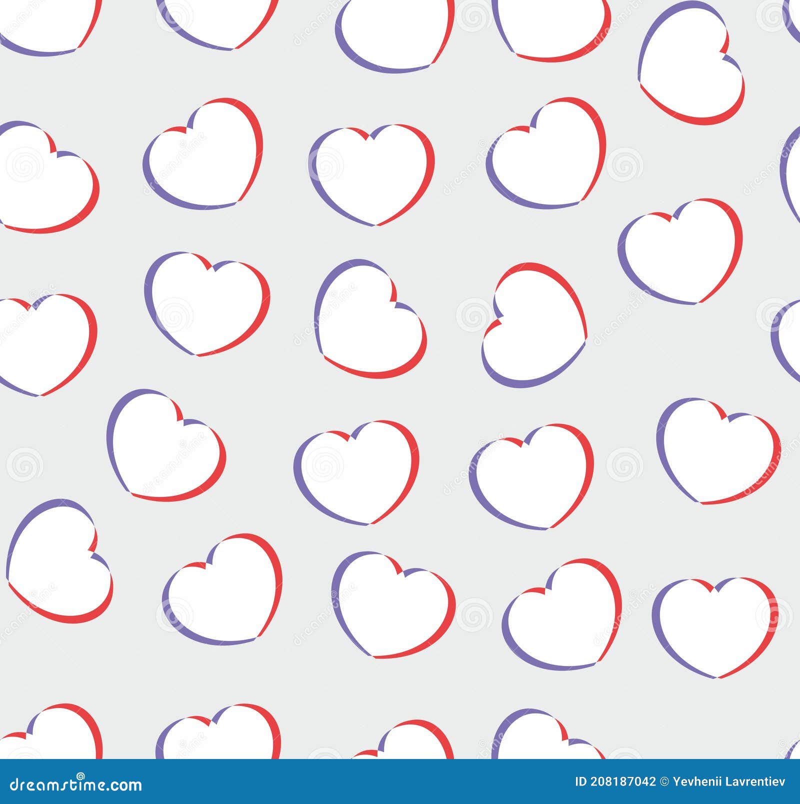 Endless Seamless Pattern of Hearts of Different Directions. White Blue ...