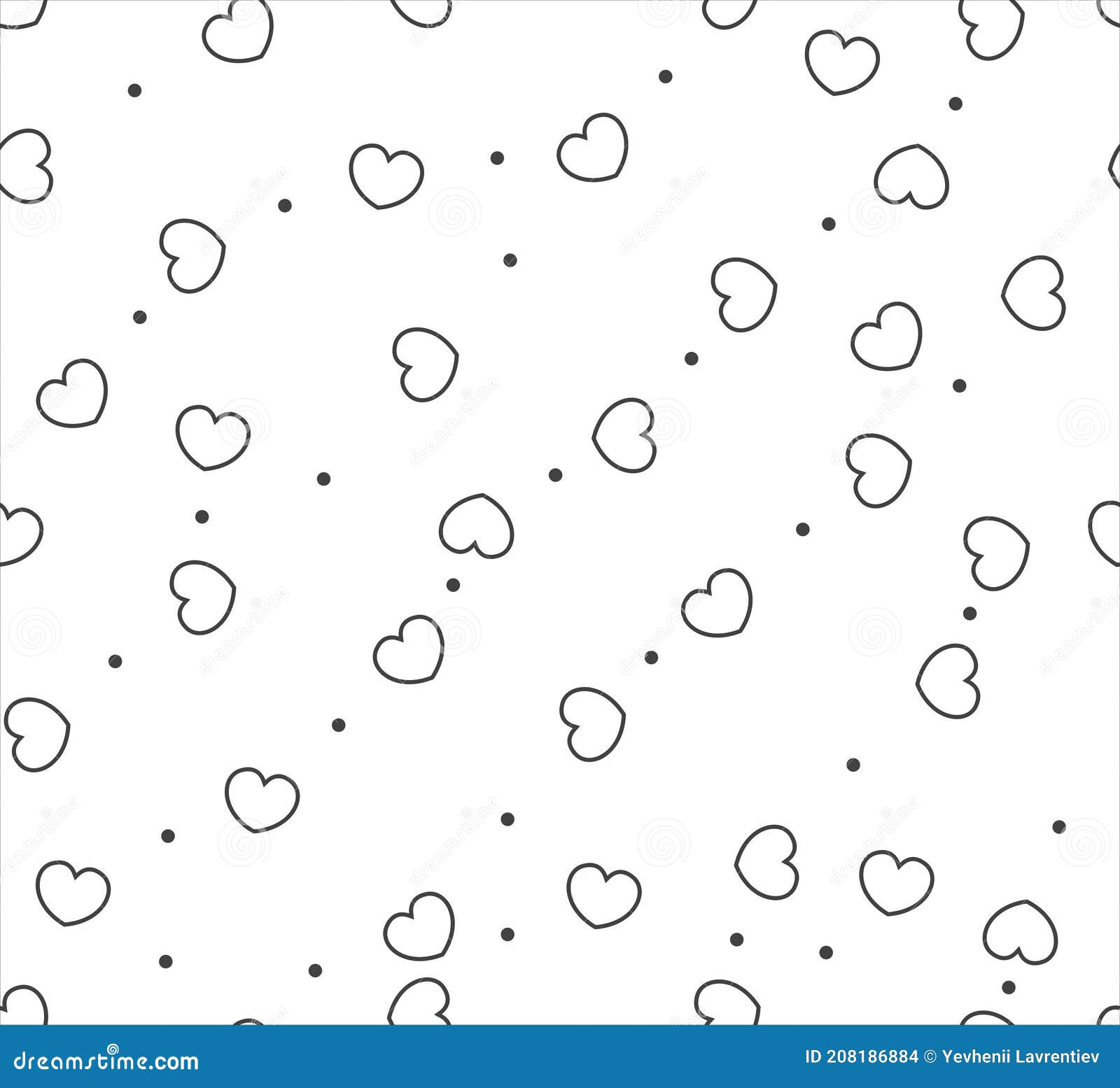 Endless Seamless Pattern of Hearts of Different Directions. White ...