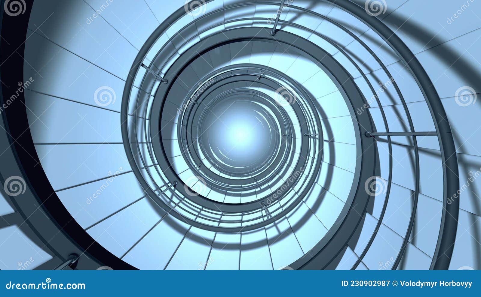 Endless Spiral Staircase. Looped Video. 3D Render Stock Illustration ...