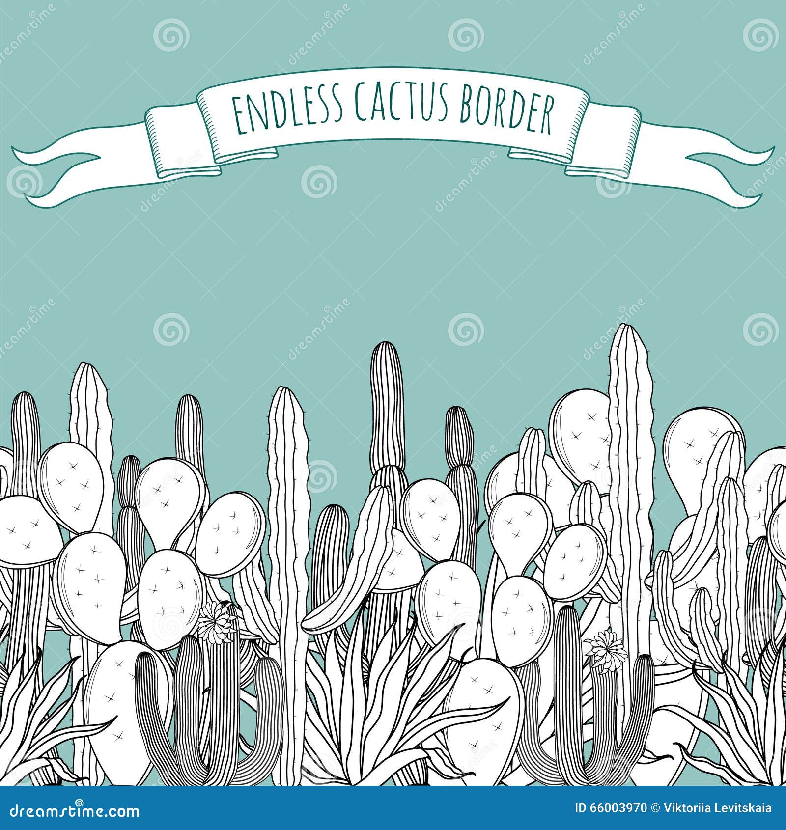 Endless Succulent Cactus Border Stock Vector - Illustration of ...