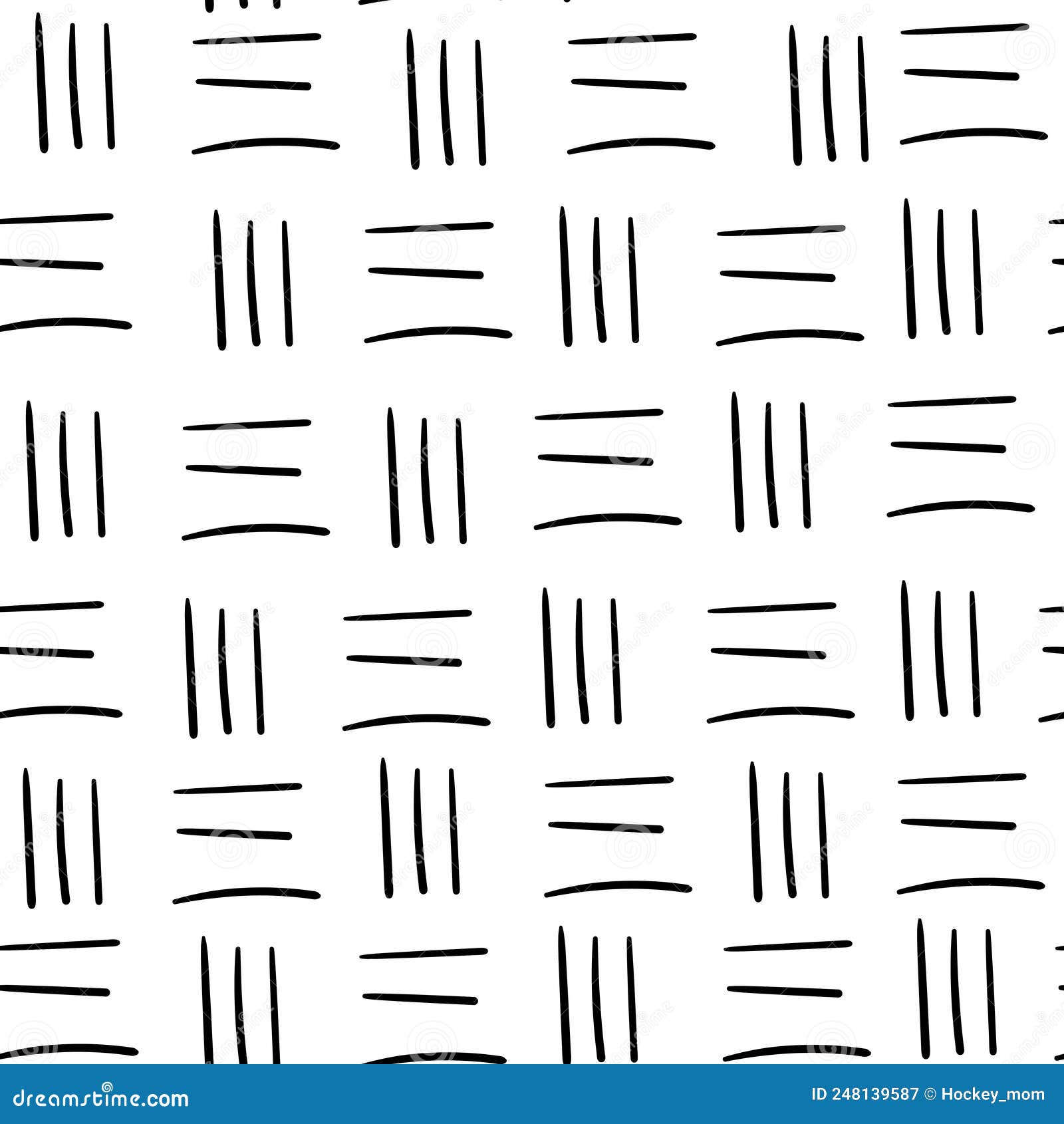 Endless Texture of Black Dashes, Hand Drawn on a White Square ...