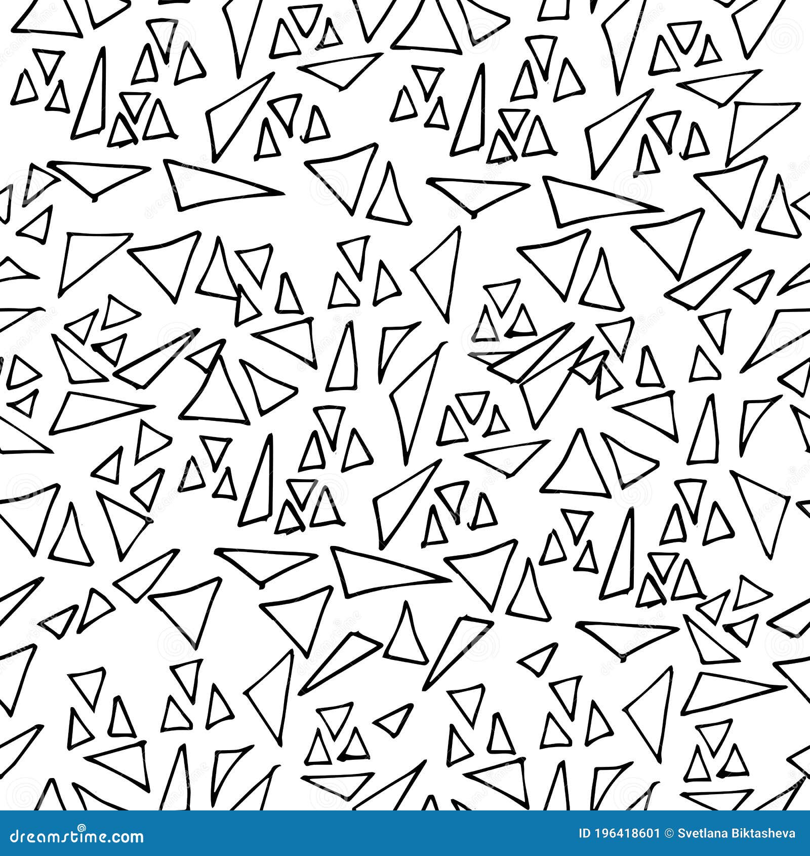 Endless Triangle Pattern. Black and White Drawing. Graphic Clean Design ...