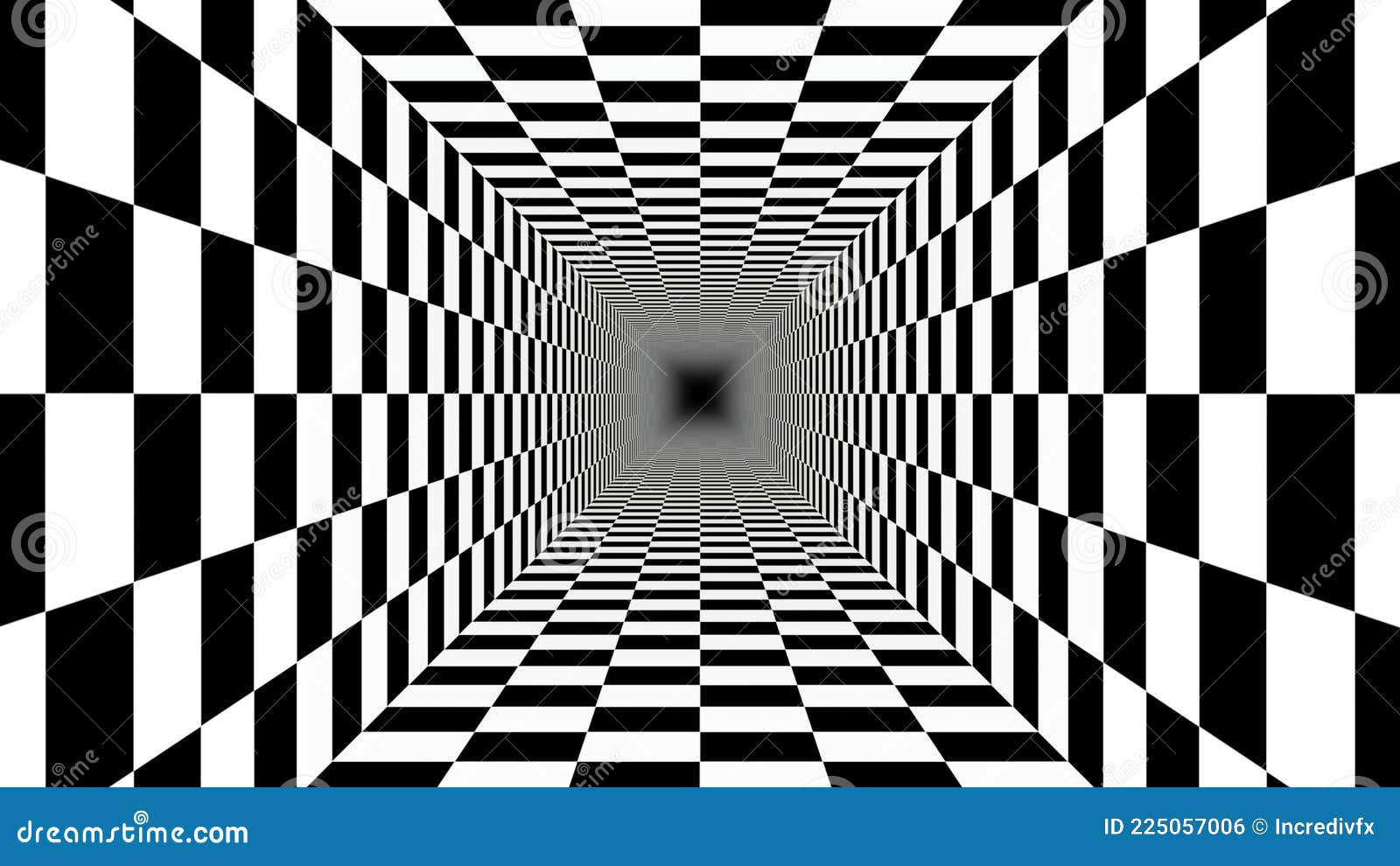 Checkerboard Tunnel Pattern Perspective Endless Black White Illusion ...