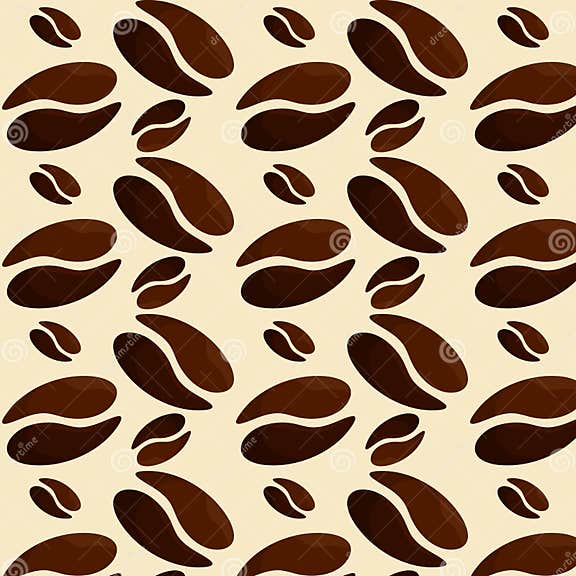 Seamless Pattern of Falling Roasted Coffee Beans on a Light Background ...