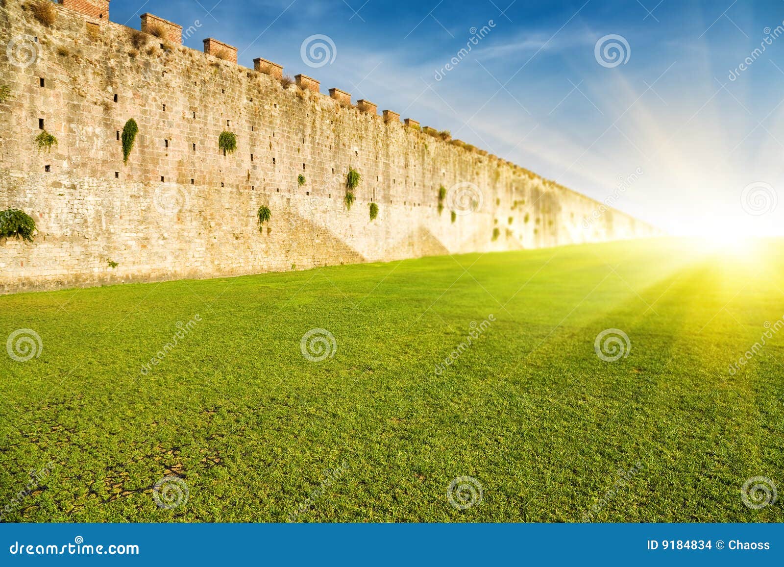 Endless wall perspective stock photo. Image of long, sunshine - 9184834