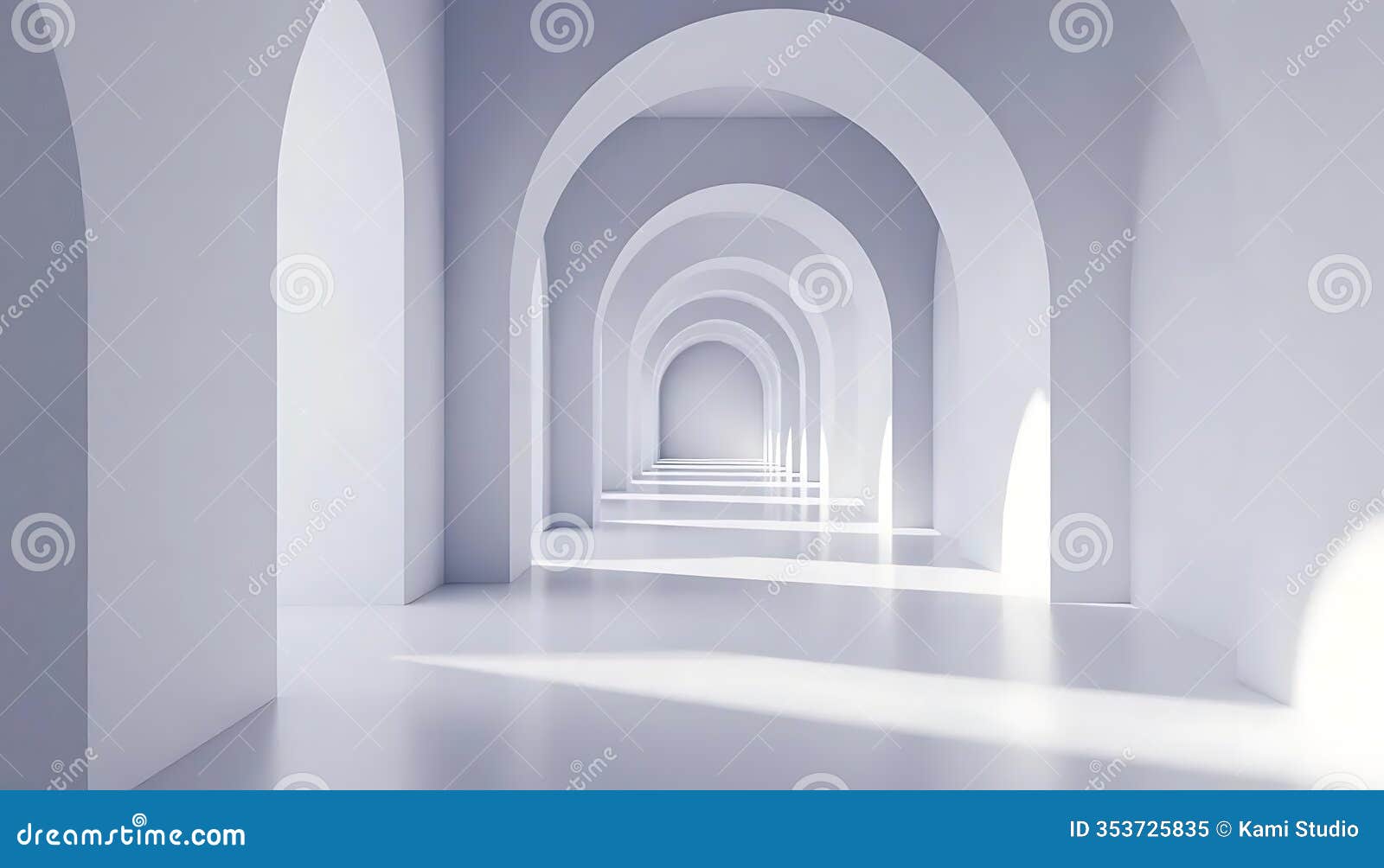 Endless White Archway Corridor: a Surreal Architectural Perspective ...
